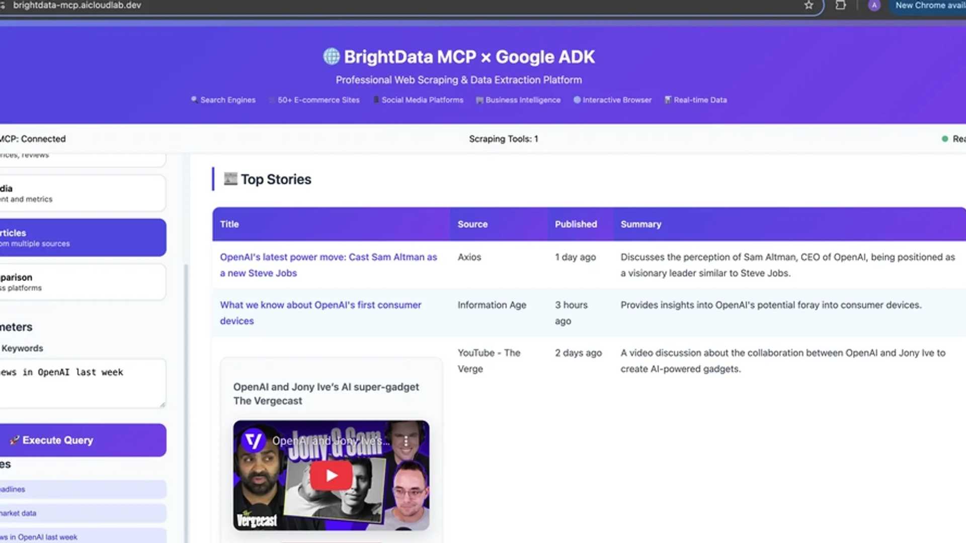 Next-Gen Web Data Access: BrightData MCP and Google ADK Partnership - Fusion Chat